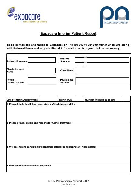 Physiotherapy Interim Patient Report - Expacare