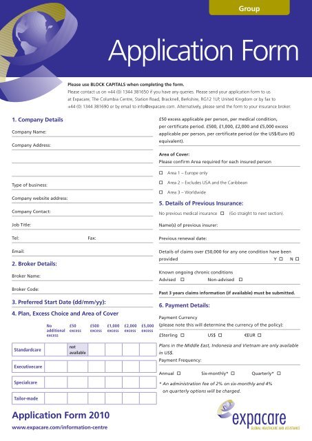 Application Form - Expacare