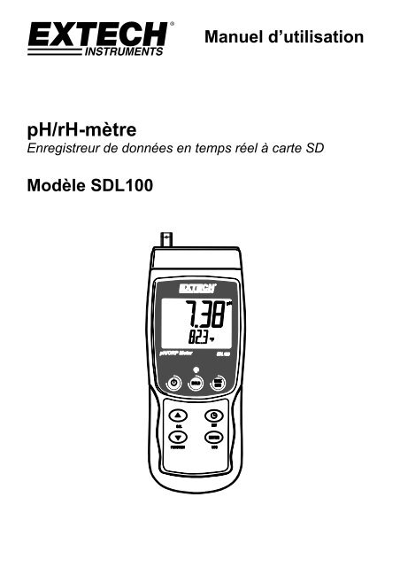 Manuel d'utilisation pH/rH-mètre - Extech Instruments