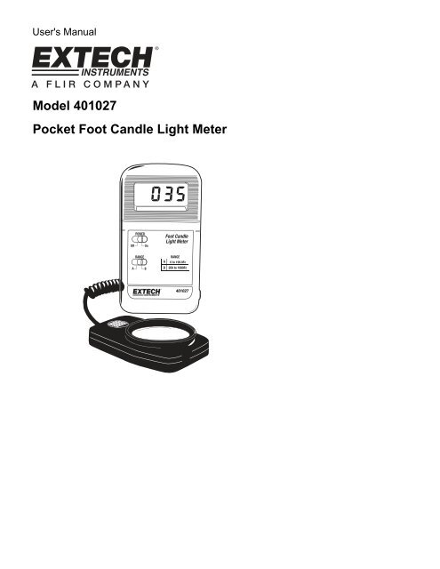 Model 401027 Pocket Foot Candle Light Meter - Extech Instruments