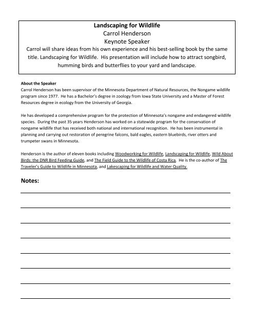 Landscaping for Wildlife - University of Minnesota Extension Service