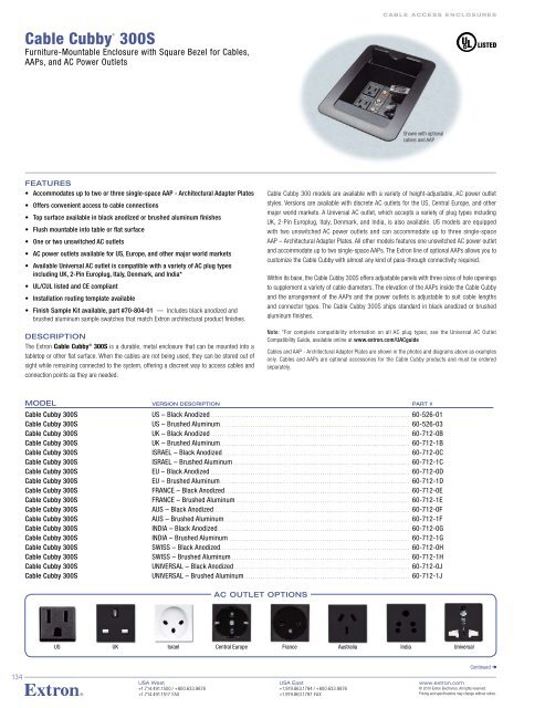 Cable Cubby® 300S - Extron Electronics