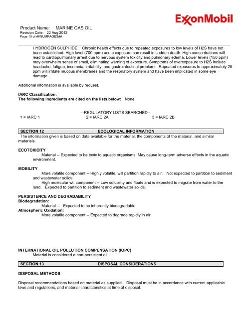 Product Name: MARINE GAS