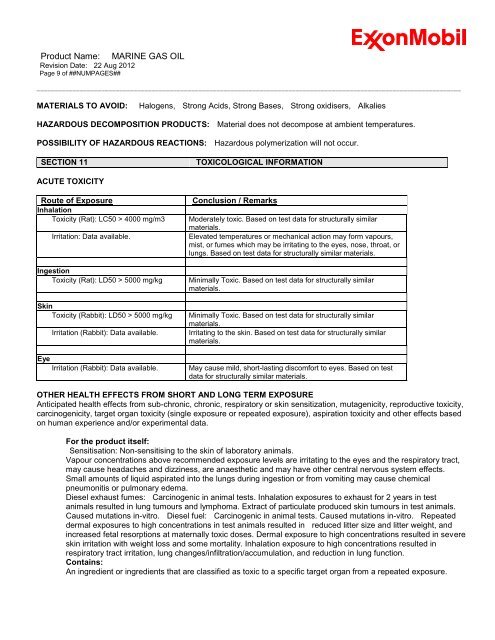 Product Name: MARINE GAS