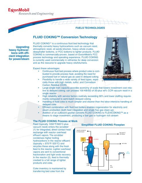 FLUID COKING Conversion Technology - ExxonMobil