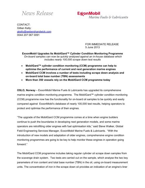 MobilGard Cylinder Condition Monitoring - ExxonMobil