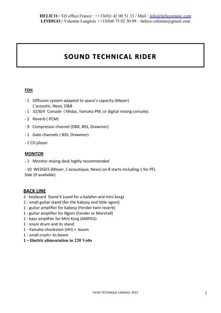 sound technical rider sound technical rider - Eye For Talent