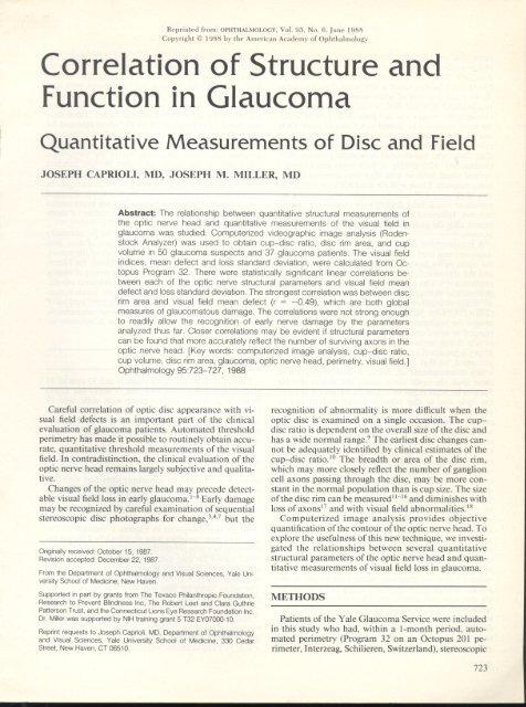 Correlation Of Structure And Function In Glaucoma University Of