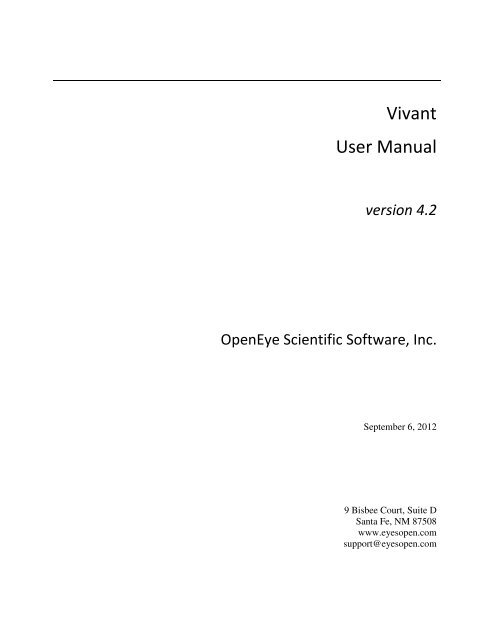 Vivant User Manual - OpenEye Scientific Software