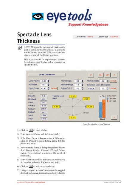 Spectacle Lens Thickness - Eye Talk Consultants