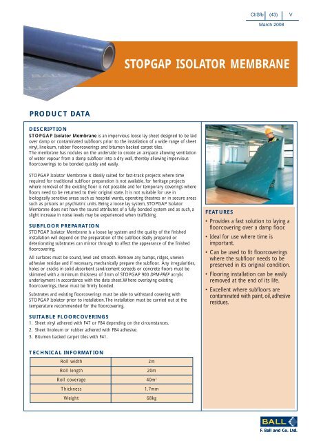 STOPGAP ISOLATOR MEMBRANE - F Ball