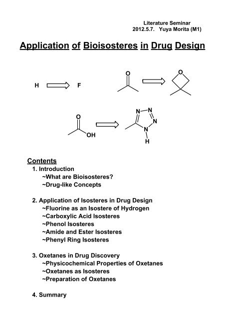 Application of Bioisosteres in Drug Design