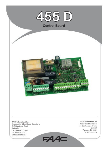 455 D Control Board - FAAC USA