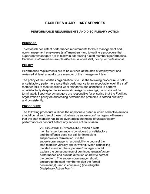 Performance Requirements Disciplinary Action Policy performance-requirements-disciplinary-action-policy