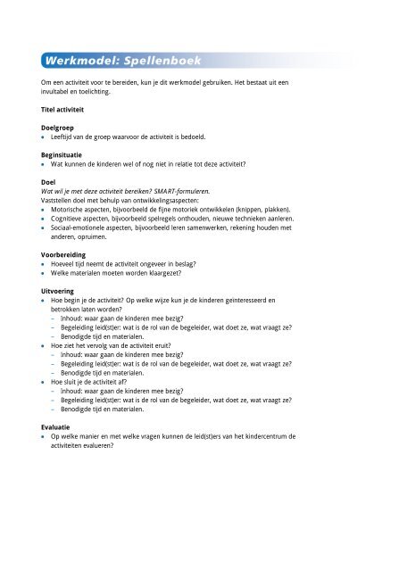 Werkmodel: Spellenboek - Factor-E