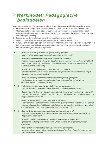 Werkmodel: Pedagogische basisdoelen - Factor-E