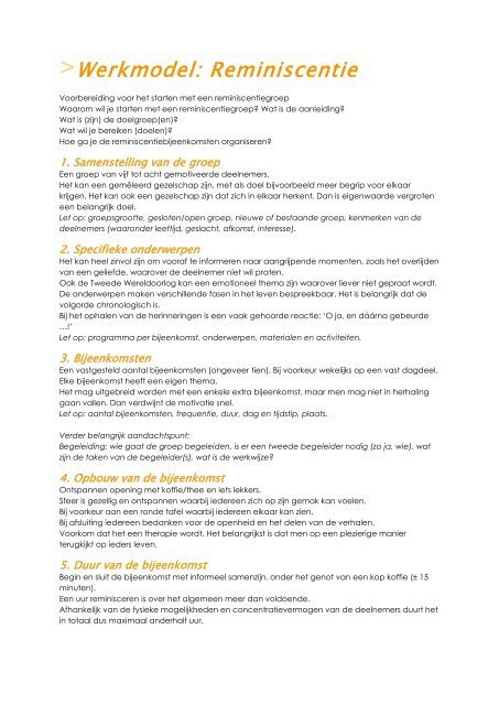 Werkmodel: Reminiscentie - Factor-E