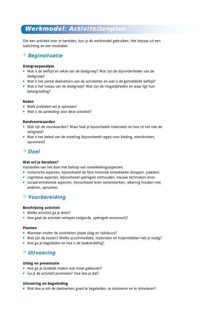 Activiteitenplan / formulier - Factor-E