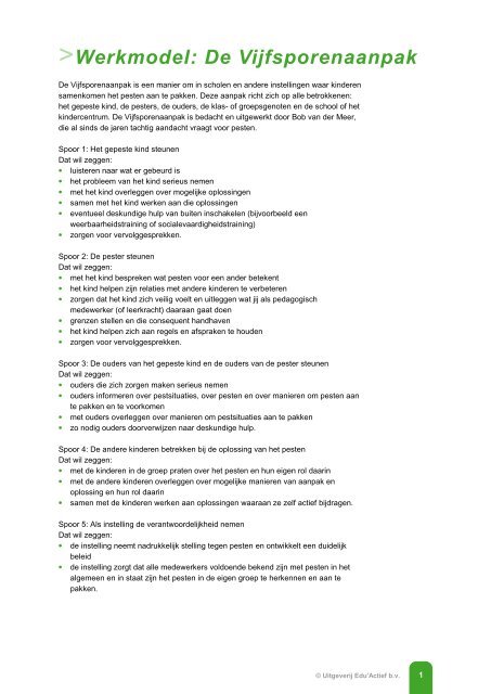 Werkmodel: De Vijfsporenaanpak - Factor-E