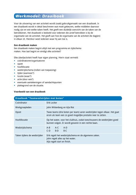 Werkmodel: Draaiboek - Factor-E