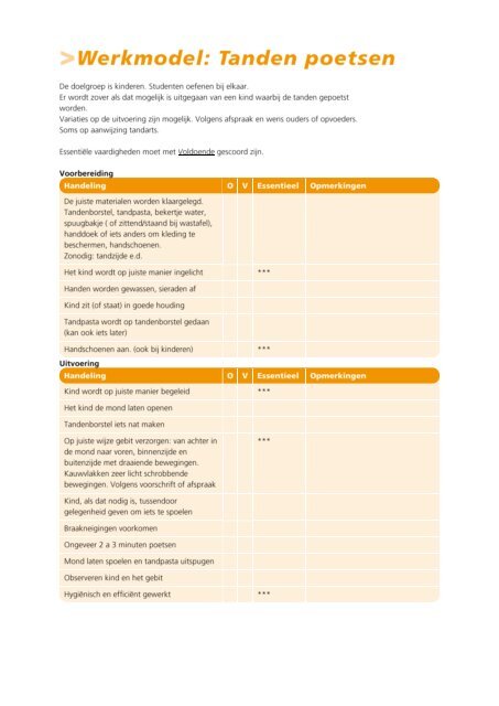 Werkmodel: Tanden poetsen - Factor-E