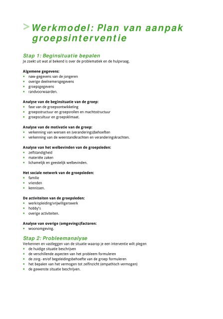 Plan van aanpak groepsinterventie - Factor-E
