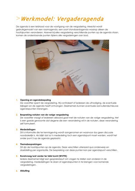 Werkmodel: Vergaderagenda - Factor-E
