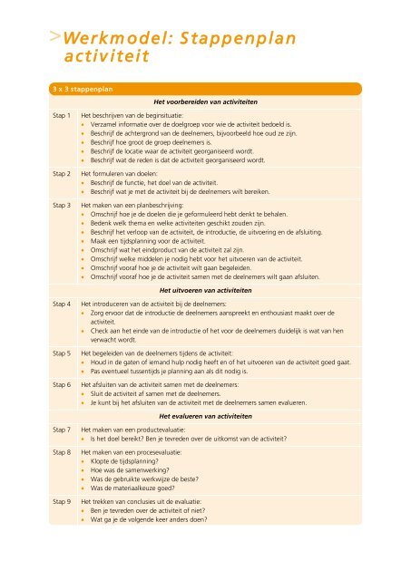 Werkmodel: Stappenplan activiteit - Factor-E
