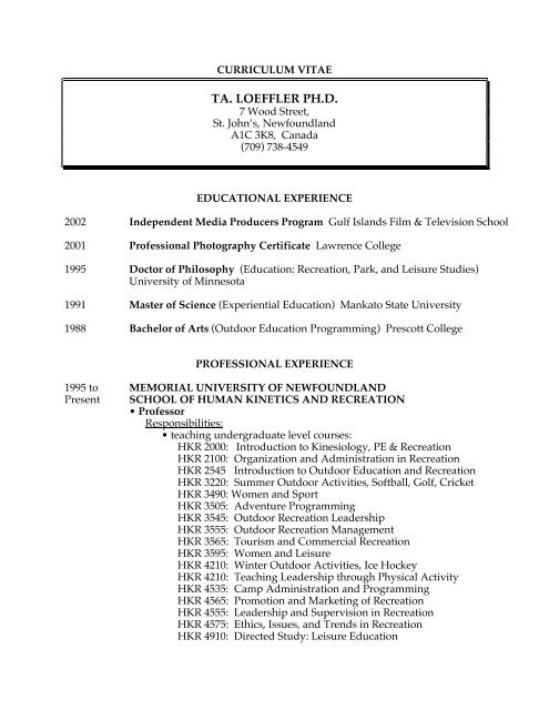 CV - Memorial University of Newfoundland