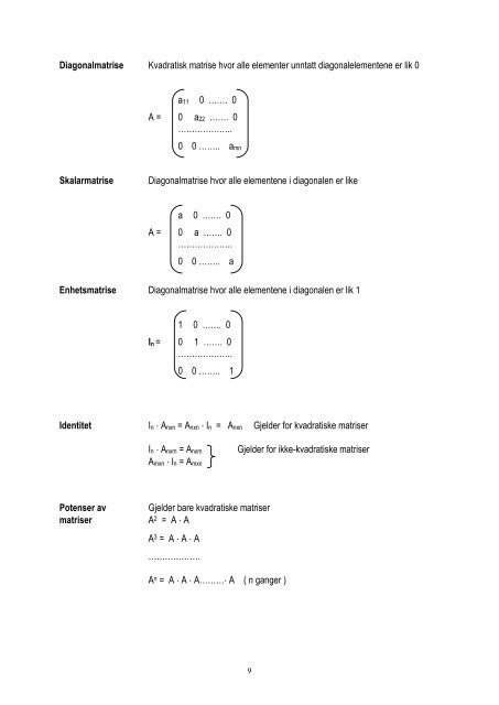 Ligningsystemet på matri