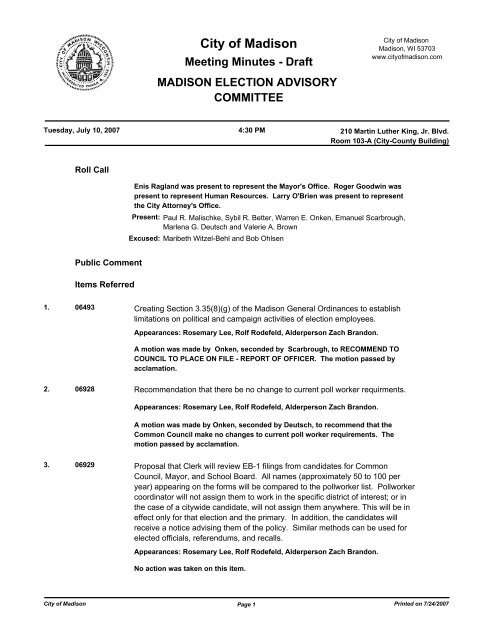 Meeting Minutes - Fair Elections Wisconsin