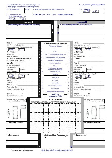 Europäischer Unfallbericht in Deutsch und Französisch