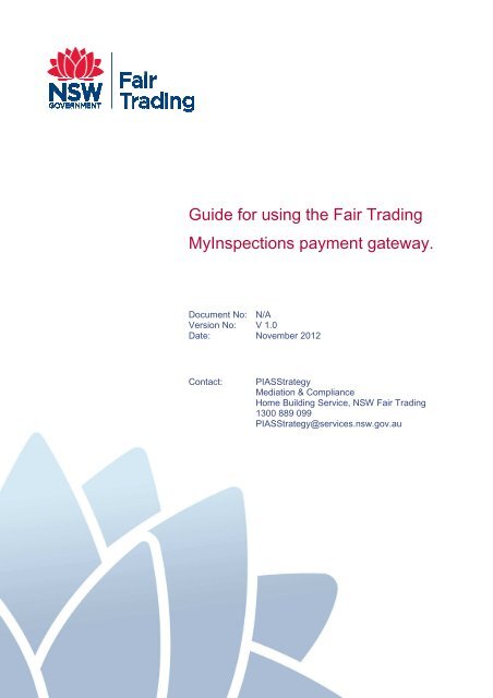 MyInspections user guide - NSW Fair Trading