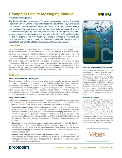 Proofpoint Secure Messaging Datasheet - Falken Secure Networks