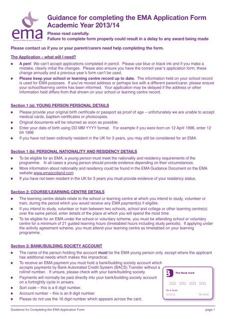 Guidance For Completing The EMA Application ... - Falkirk Council