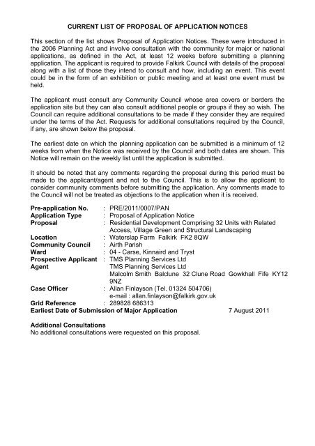 Proposal of Application Notices (PDF, 18KB) - Falkirk Council