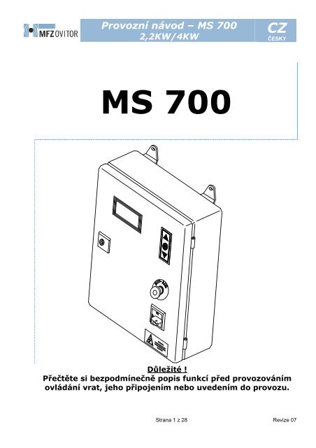 Řídící jednotka MS 700-CZ (pdf)