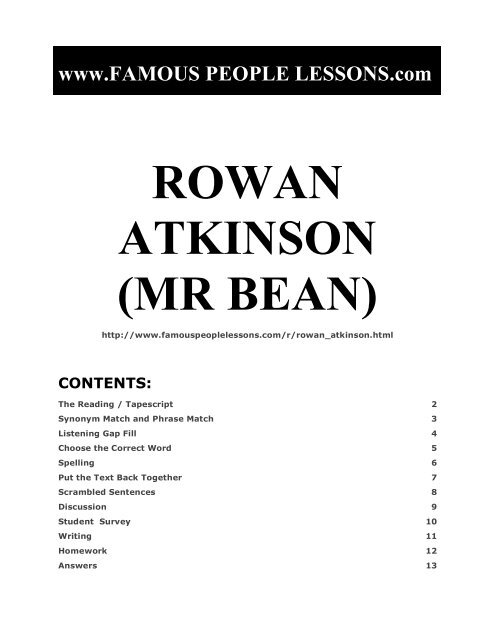 ROWAN ATKINSON (MR BEAN) - Famous People Lessons.com
