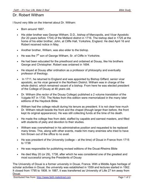 Dr. Robert Witham - MAKE IT REAL!