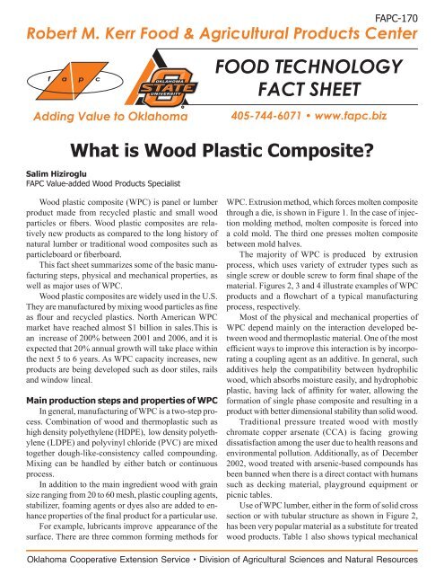 FAPC-170 What is Wood Plastic Composite? - OSU Fact Sheets ...