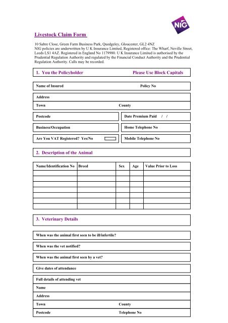 Livestock Claim Form - FarmWeb