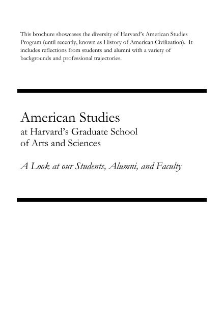 American Studies - Faculty of Arts and Sciences - Harvard University