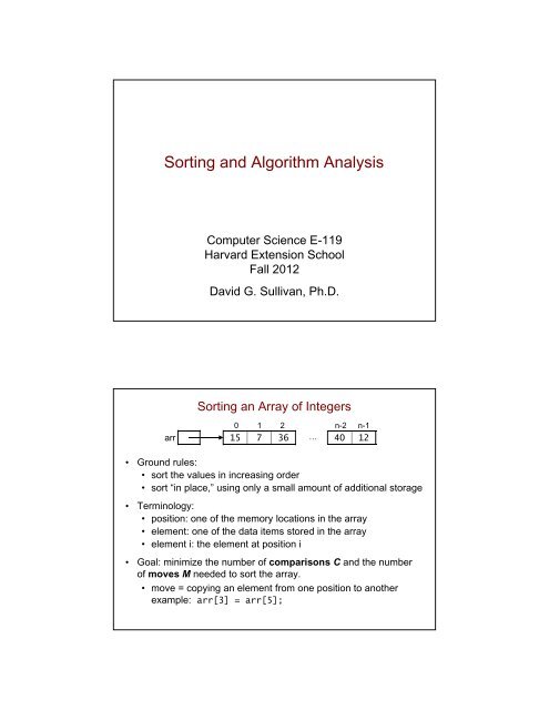 Sorting and Algorithm Analysis