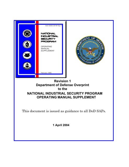 DoD Overprint to the NISPOM Supplement, Revision 1