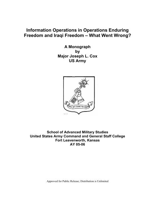 Information Operations in Operations Enduring ... - The Air University