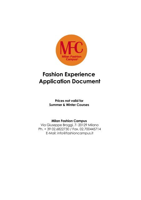 Application Form - Fashion School