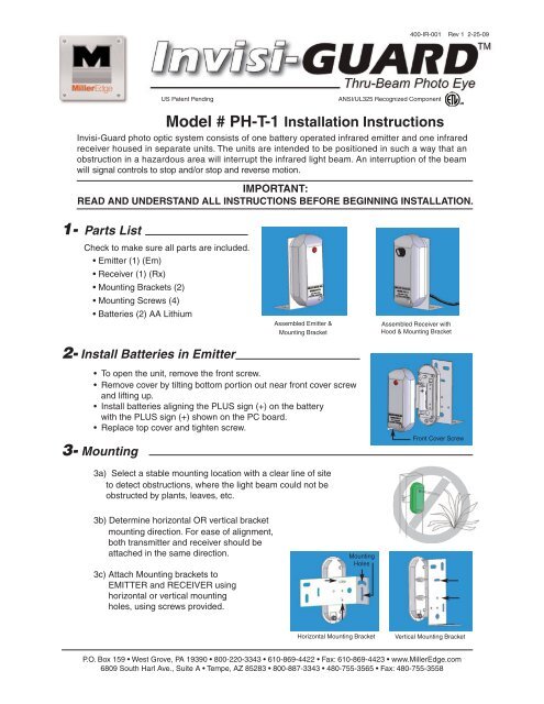 Miller Edge Invisi-Guard Manual - Fast Access Security Corp.