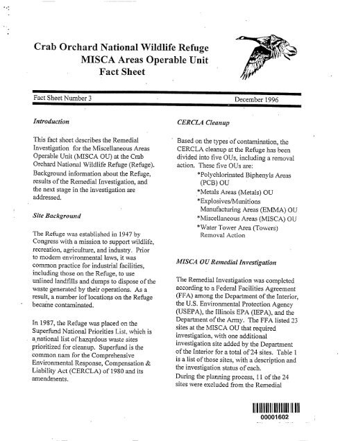 1996 MISCA OU Fact Sheet 2 - U.S. Fish and Wildlife Service