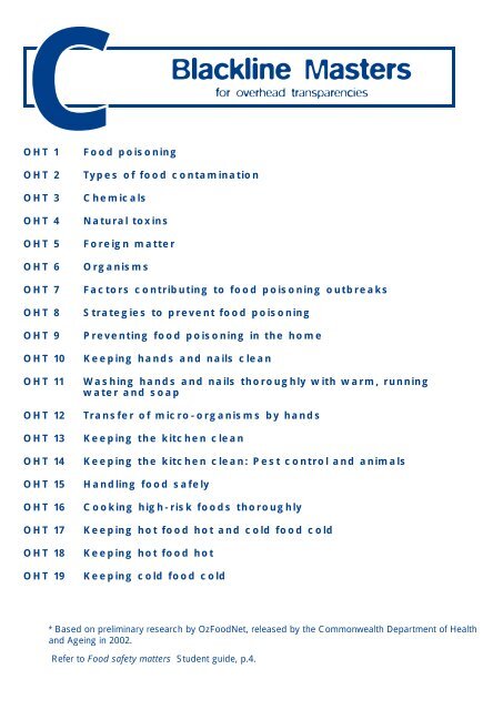Blackline masters for overhead transparencies