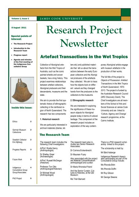 Research Project Newsletter - James Cook University